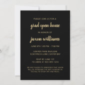 Black Gold Grad Open House Graduation Invitation | Zazzle