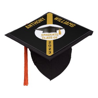 Black Gold Graduation Cap Topper | Zazzle