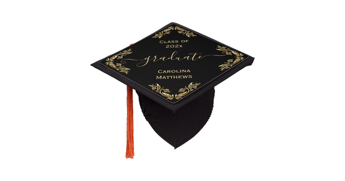 Black Gold Graduation Cap Topper | Zazzle