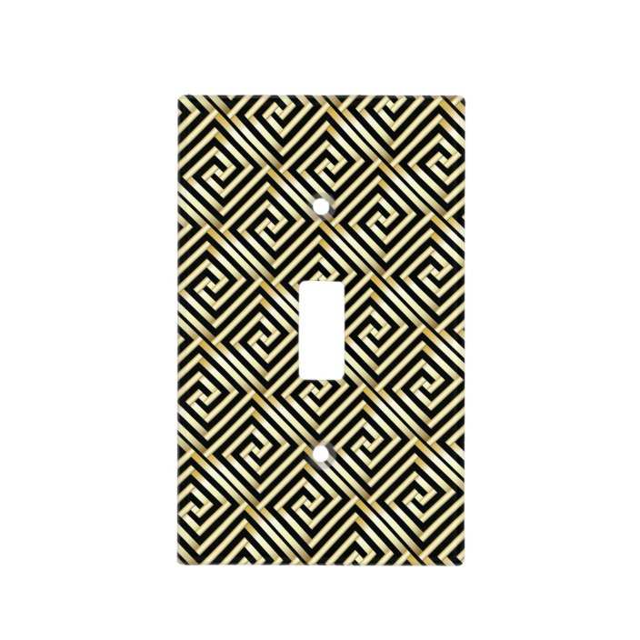 Black, gold Greek key pattern Light Switch Cover | Zazzle.com