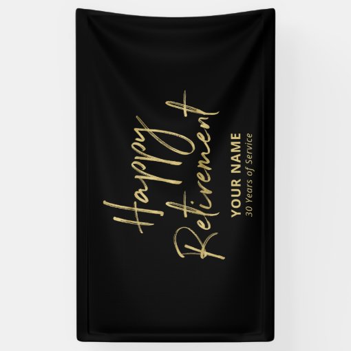 Black & Gold Happy Retirement Party Banner | Zazzle