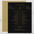 Black Gold Heart Script Wedding Schedule Timeline | Zazzle