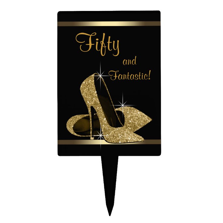 Black Gold High Heel Shoe Cake Topper | Zazzle