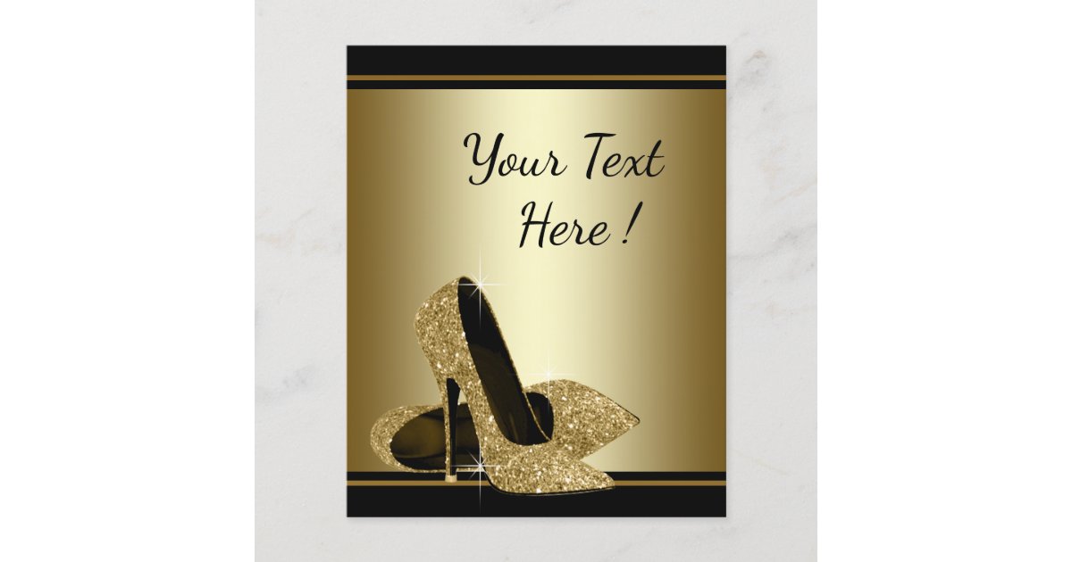 Black Gold High Heel Shoe Flyer | Zazzle