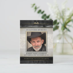 Black & Gold In Loving Memory Sympathy Thank You Postcard | Zazzle