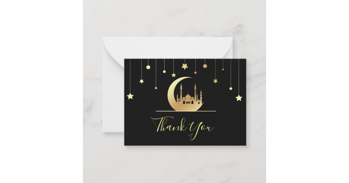 Black Gold Islamic Thank You Card | Zazzle