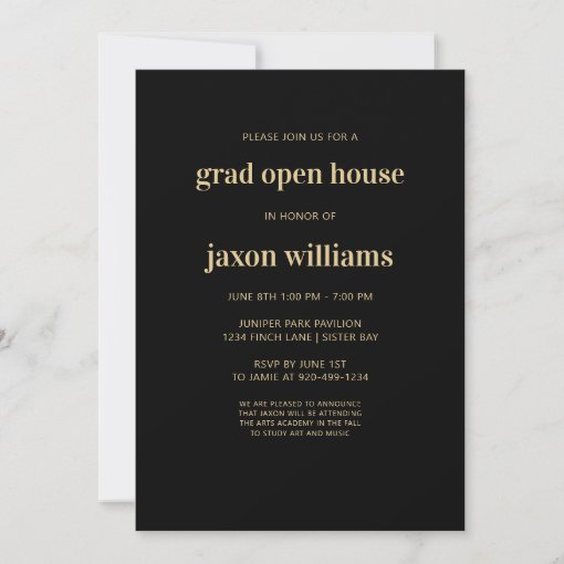 Black Gold Large Number 2022 Grad Open House Invitation | Zazzle