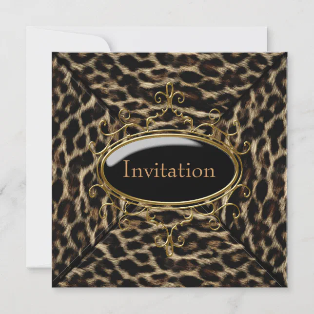Black Gold Leopard Party Invitation | Zazzle