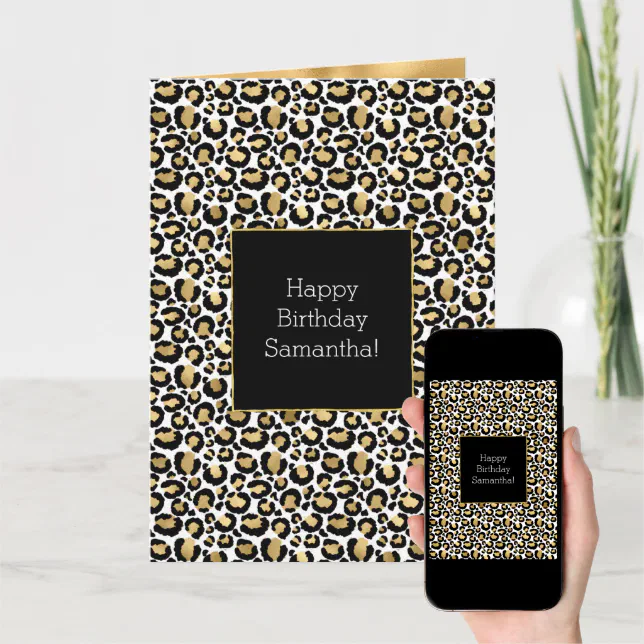 Black Gold Leopard Print Card | Zazzle