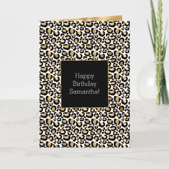 Black Gold Leopard Print Card | Zazzle