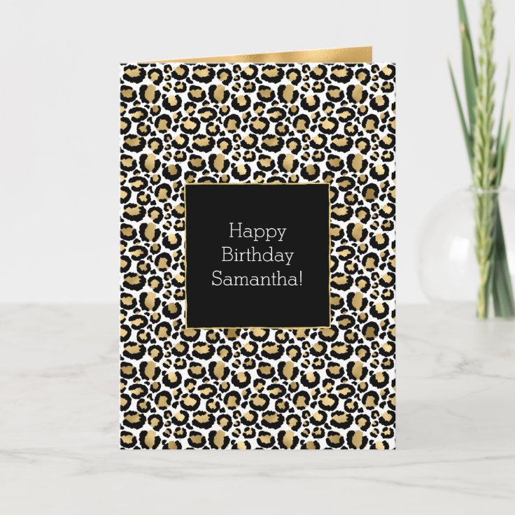 Black Gold Leopard Print Card | Zazzle