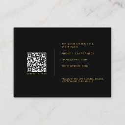 Black Gold Luxury Monogram Social Media QR Code Business Card | Zazzle