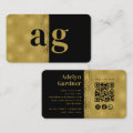Black Gold Luxury QR Code Monogram Social Media Business Card | Zazzle