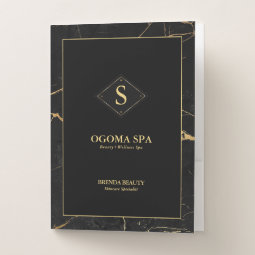 Black & Gold Marble Gold Border Pocket Folder | Zazzle