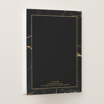 Black & Gold Marble Gold Border Pocket Folder | Zazzle