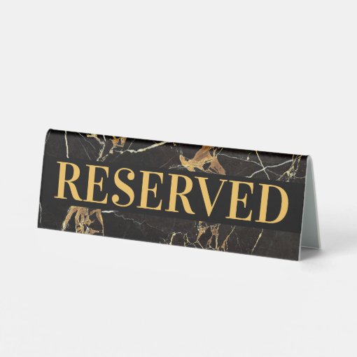Black Gold Marble Reserved Table Sign | Zazzle