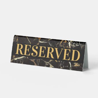 Black Gold Marble Reserved Table Sign | Zazzle