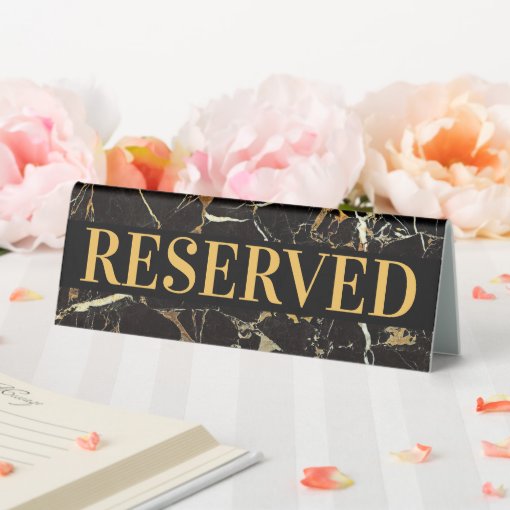 Black Gold Marble Reserved Table Sign | Zazzle