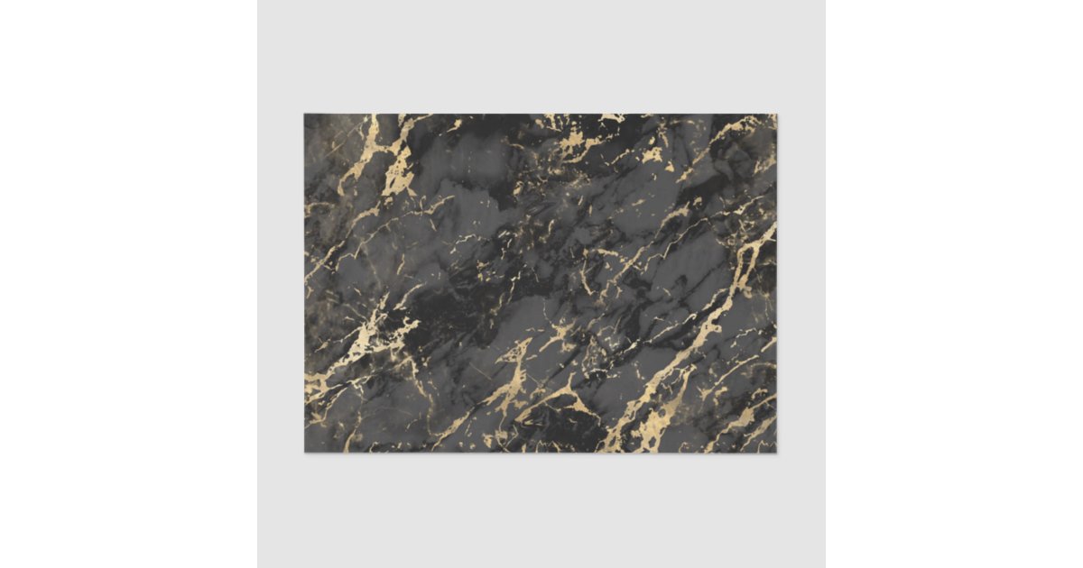 Black & Gold Marble Tissue Paper | Zazzle