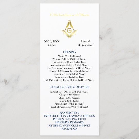 Black Gold Masonic Installation Program Template | Zazzle.com