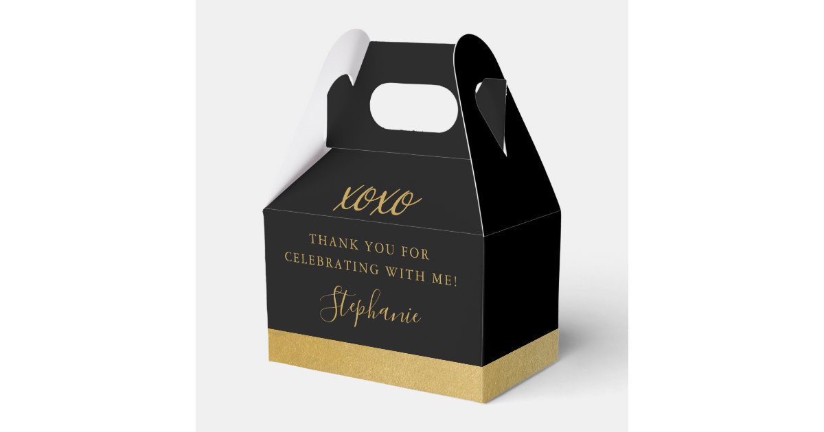Black Gold Metallic Stripe XOXO Thank You Favor Boxes | Zazzle