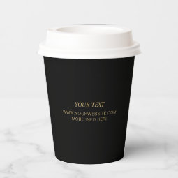 Black & Gold | Minimal Business Logo Promotional Paper Cups | Zazzle