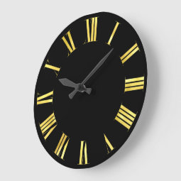 Black Gold Minimalism Roman Numbers Large Clock | Zazzle