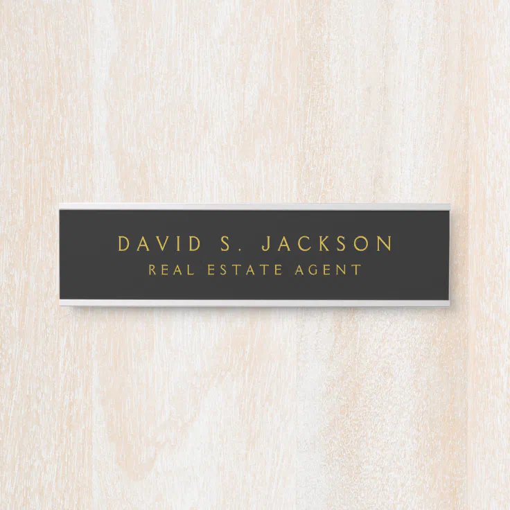 Black Gold Modern Elegant Professional Classy Door Sign | Zazzle