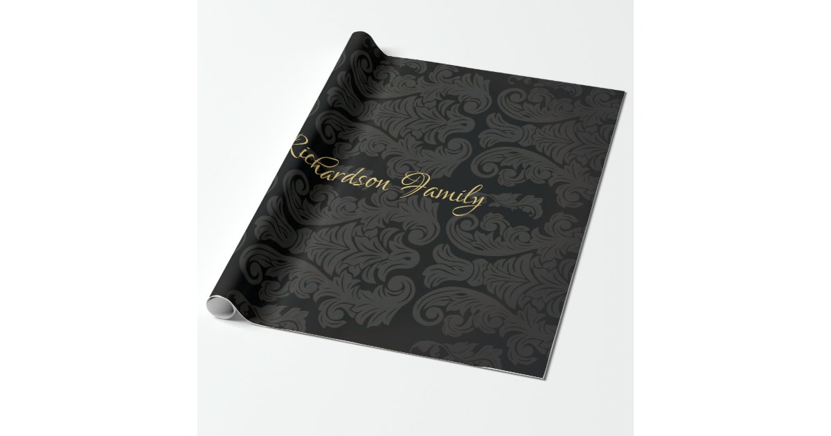 Black gold Monogram Classy Royal Style Wrapping Wrapping Paper | Zazzle