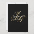 Black gold monogram initials romantic wedding invitation | Zazzle