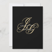 Black gold monogram initials romantic wedding invitation | Zazzle