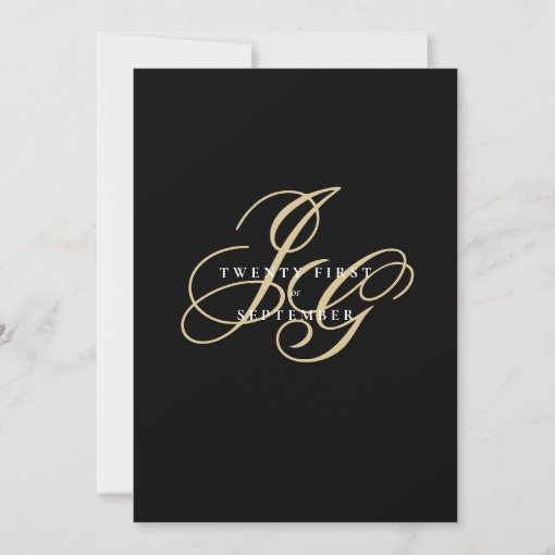 Black Gold Monogram Initials Romantic Wedding Invitation Zazzle