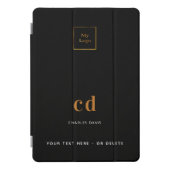 Black gold monogram name logo business iPad pro cover | Zazzle