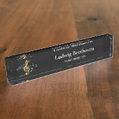 Black Gold Music Notes Treble Clef Desk Name Plate | Zazzle