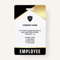 Black Gold Name Photo QR Code Employee ID Card Badge | Zazzle