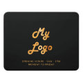 Black gold opening hours business logo door sign | Zazzle