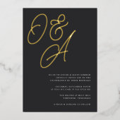 Black & Gold Oversized Script Monogram Wedding Foil Invitation | Zazzle