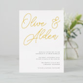 Black & Gold Oversized Script Wedding Foil Foil Invitation | Zazzle