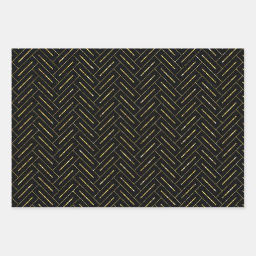 Black Gold Pattern Wrapping Paper Sheets | Zazzle