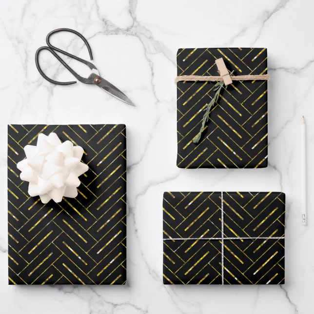 Black Gold Pattern Wrapping Paper Sheets | Zazzle