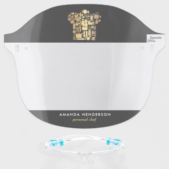 Black & Gold Personal Chef Face Shield | Zazzle