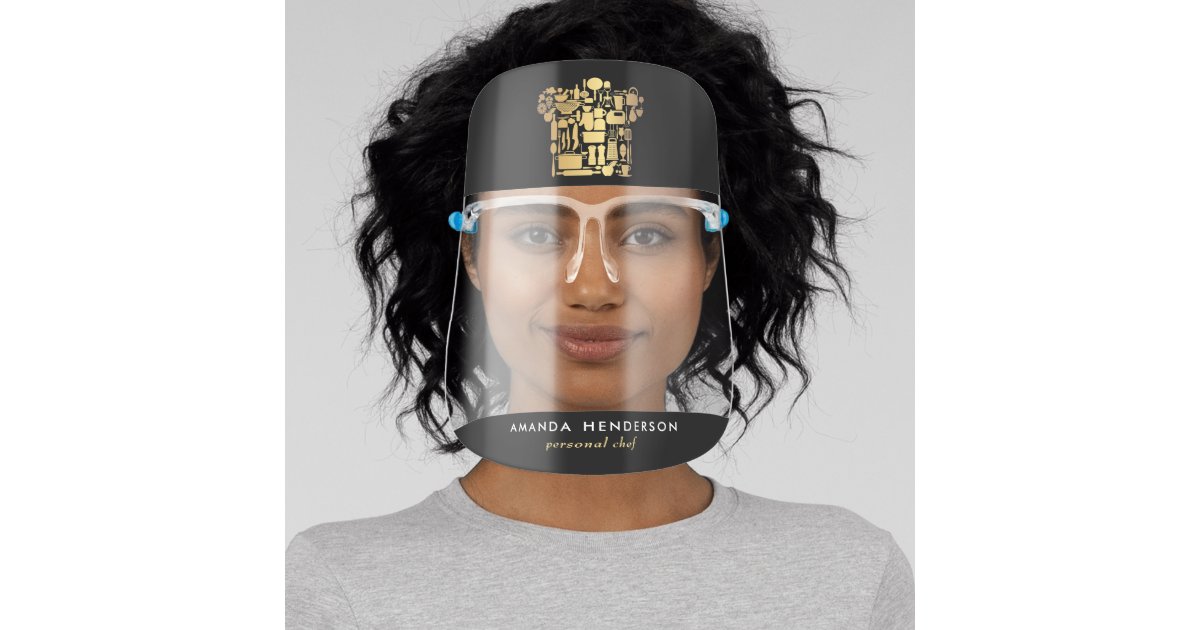 Black & Gold Personal Chef Face Shield | Zazzle