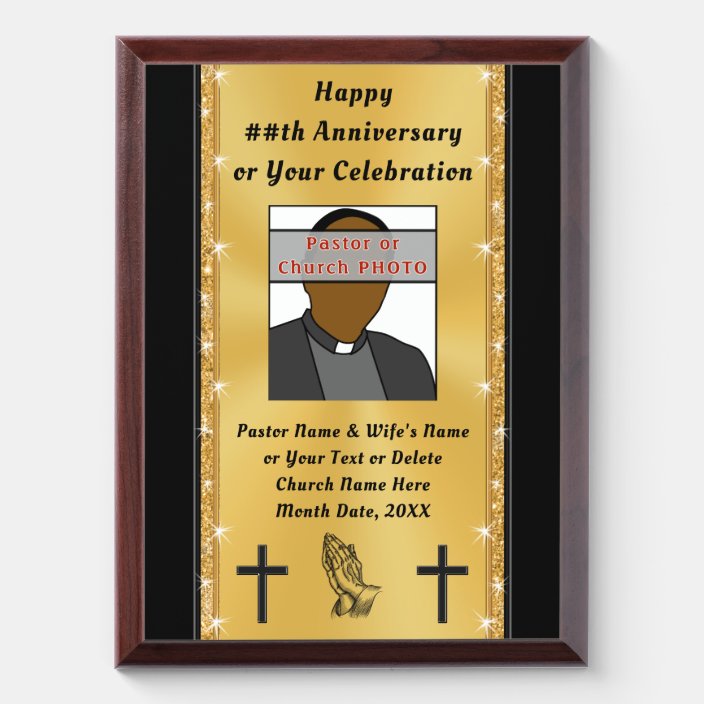 Black Gold Personalized Pastor Anniversary Plaques | Zazzle.com