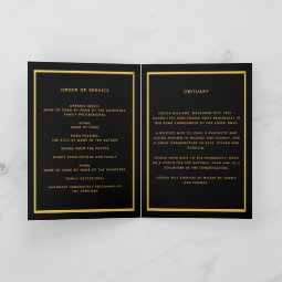 Black gold photo funeral program | Zazzle