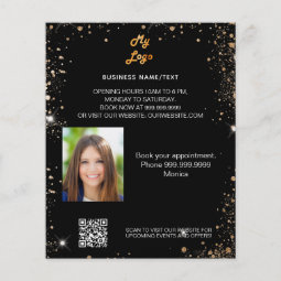 Black gold photo qr code promotion business logo flyer | Zazzle