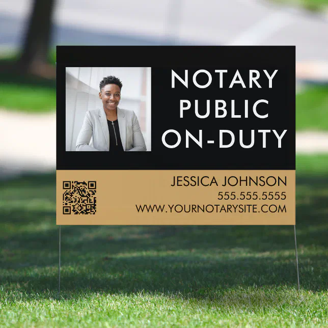 Black & Gold Professional Notary "On Duty" Outdoor Sign | Zazzle