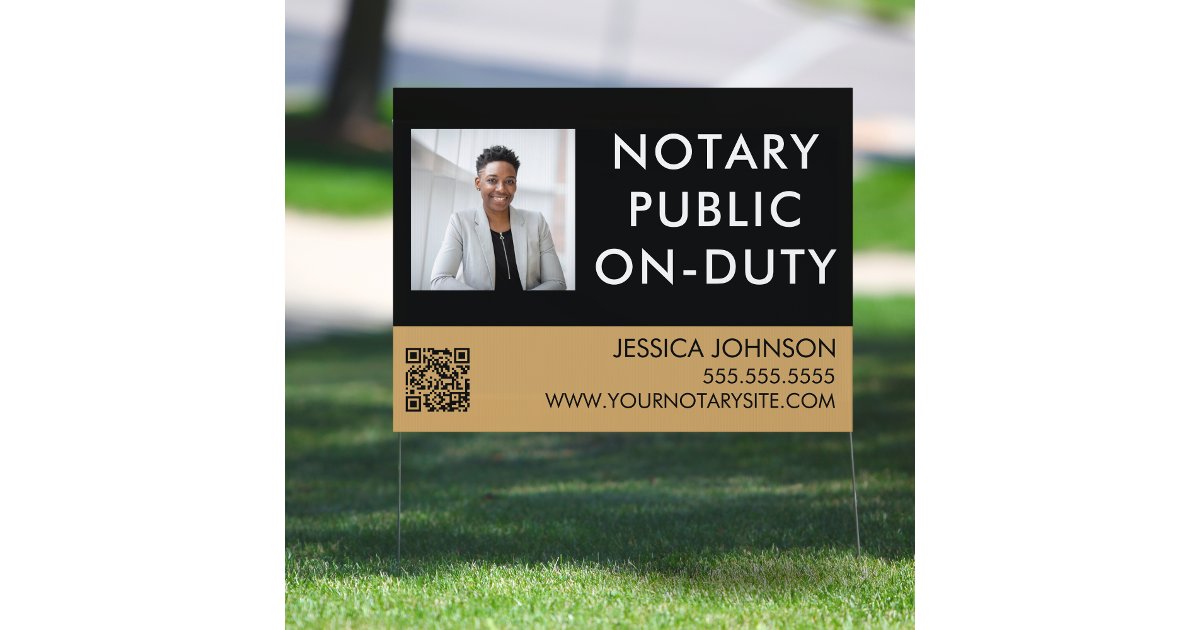 Black & Gold Professional Notary "On Duty" Outdoor Sign | Zazzle