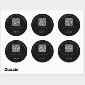 Black & Gold Promotional Business Logo QR Code Classic Round Sticker ...