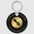Black & Gold Promotional Notary Logo Branded Keychain | Zazzle