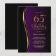 Black Gold Purple 65th Birthday Party Invitation | Zazzle